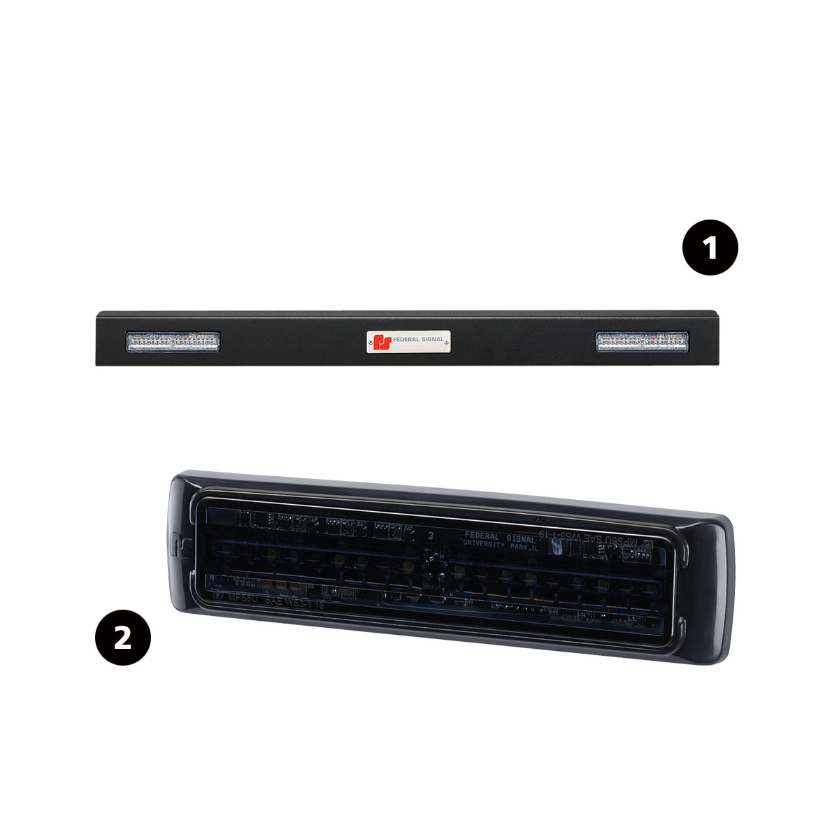 (1) DFC-TC2L + (2) MPS63U-RBW-SMK | Federal Signal Police Car Configurator